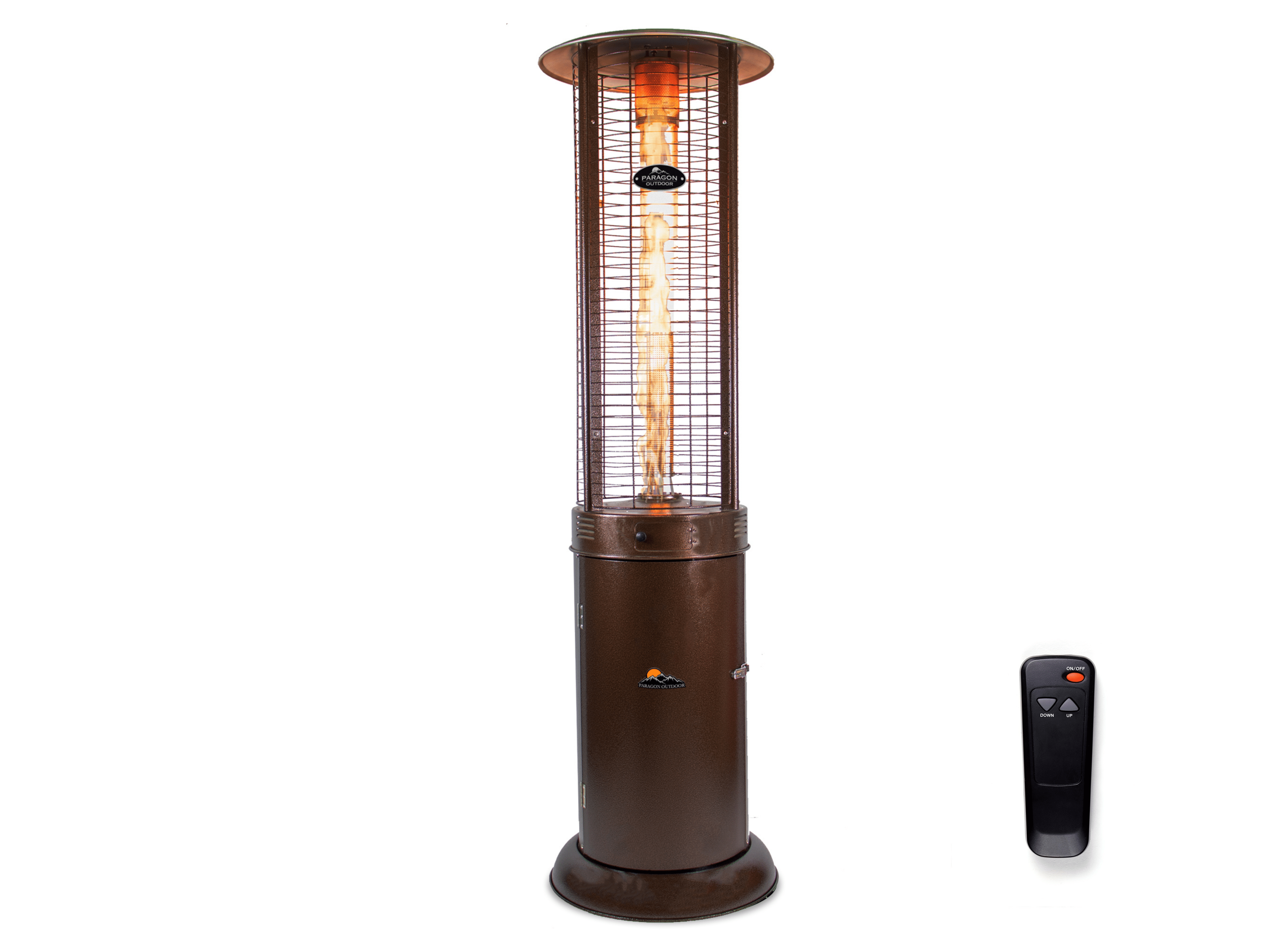 Paragon - Helios Round Flame Tower Heater with Remote Control - Brown ...