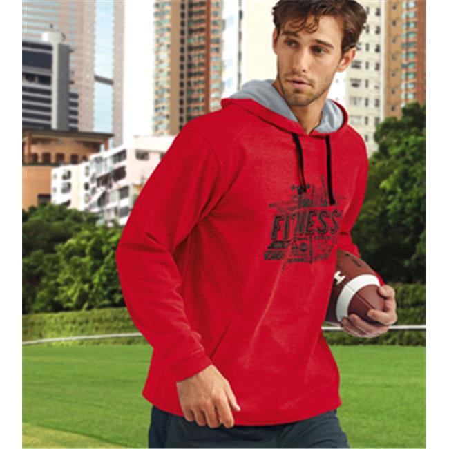 Paragon P300 Polyester Fleece Pullover Hoodie, Red-Gray Heather - 3X ...