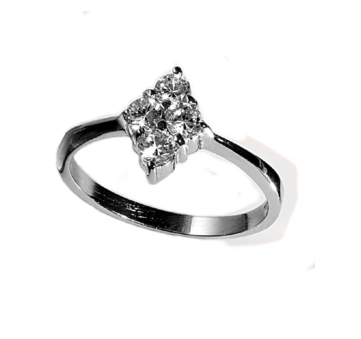 Paragon Shape Clustered Cubic Zirconia Ring Sterling Silver 925 Size 6 ...