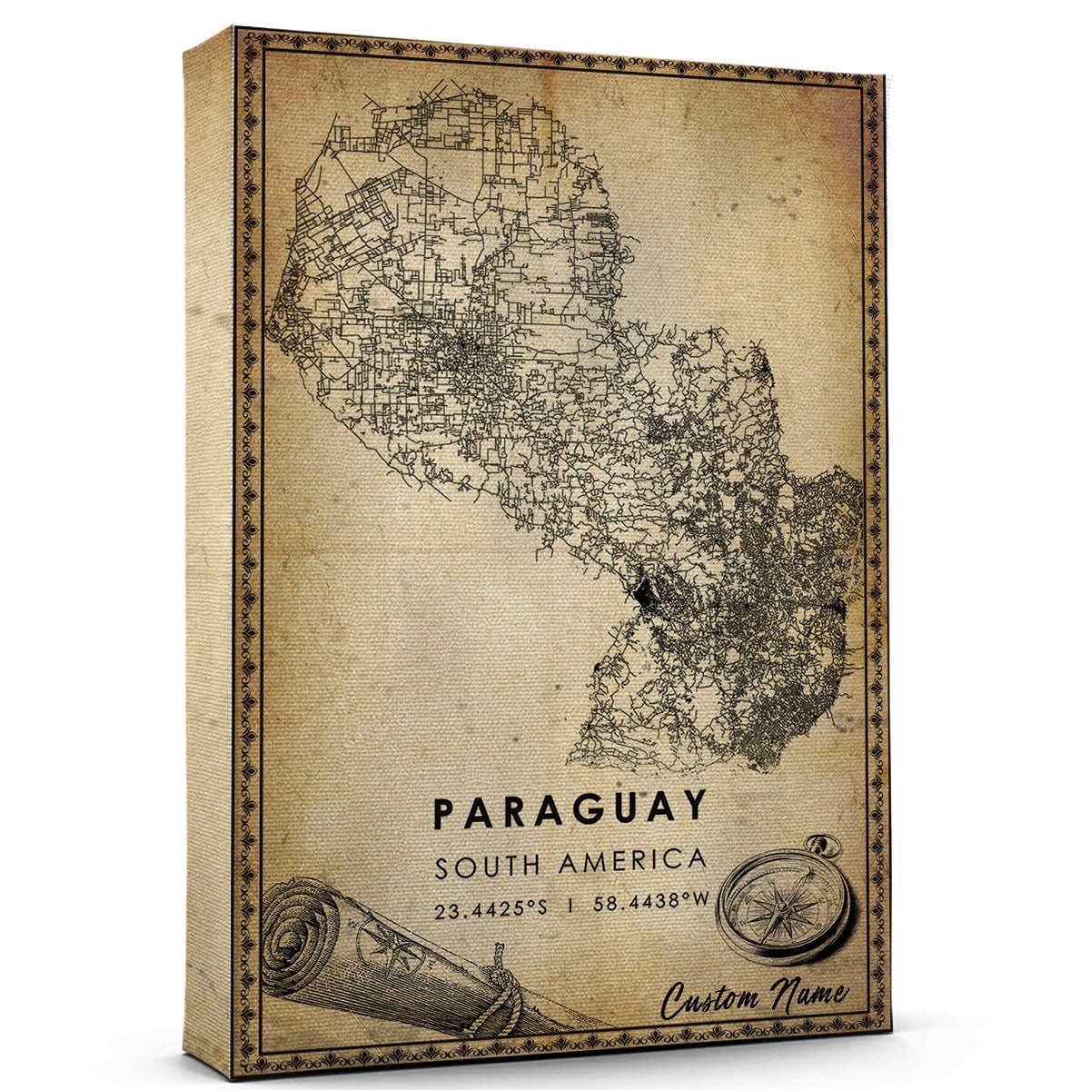 Paraguay Map Poster, South America Map Art Poster, Canvas, Paraguay ...