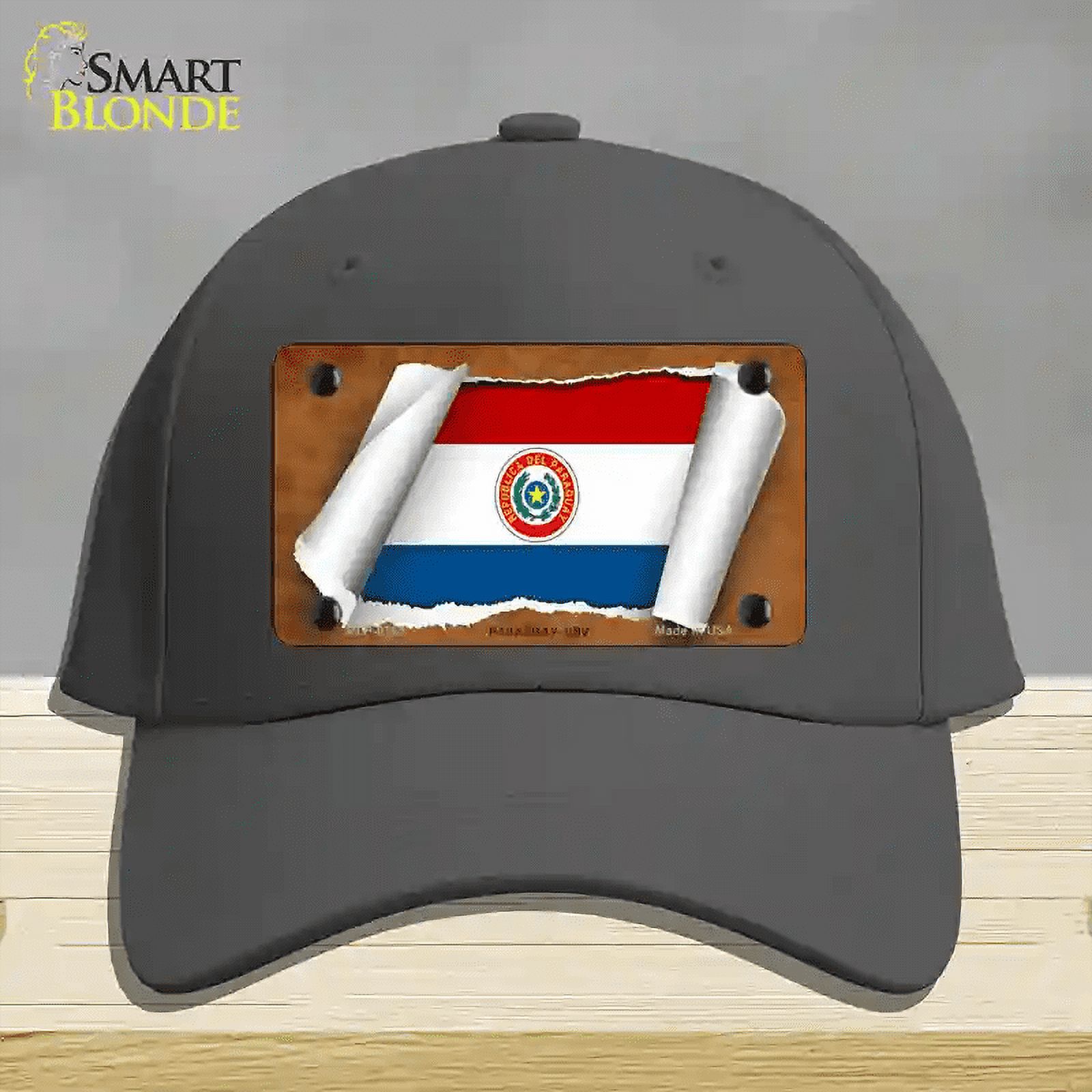 Paraguay-OBV Flag Scroll Novelty License Plate Hat Cotton Charcoal ...