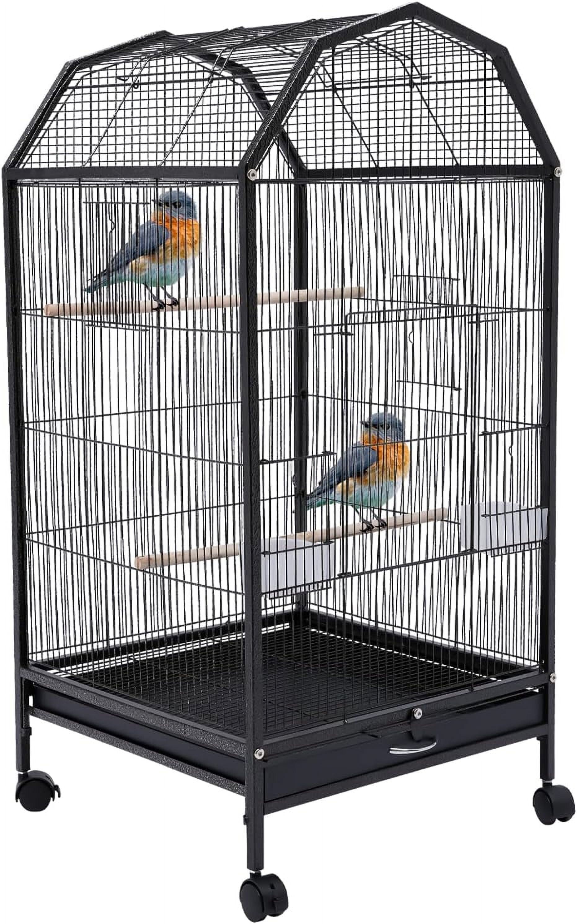 Parakeet Bird Cage with Stand, Metal Pet Bird Flight Cages, Large Finch ...