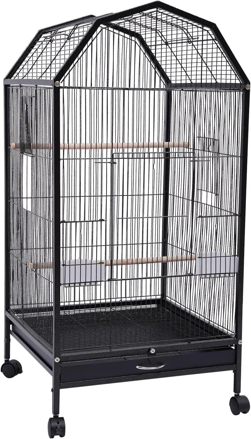 Parakeet Bird Cage with Stand,Movable Pet Bird Flight Cages with 5 ...