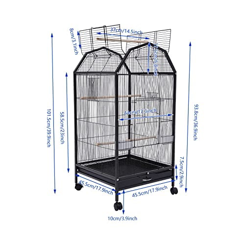 Parakeet Bird Cage with Stand,Movable Pet Bird Flight Cages with 5 ...