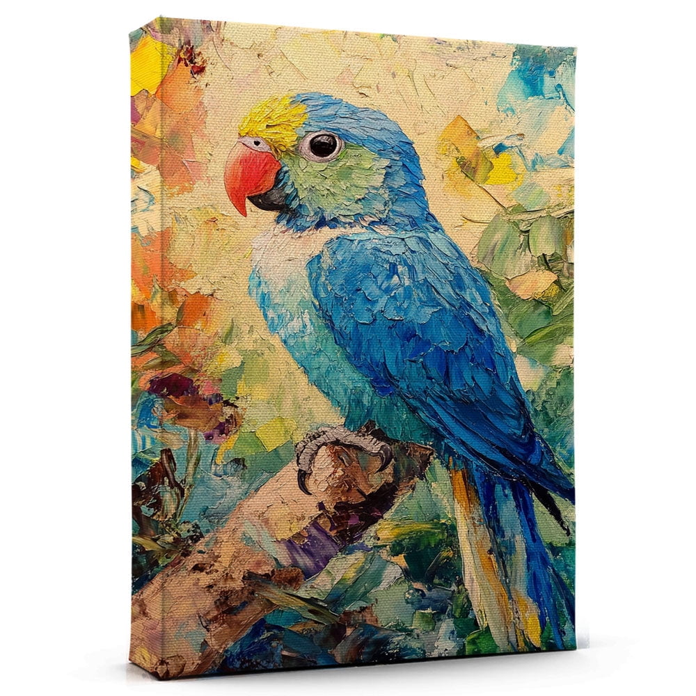 Parakeet Blue Lineolated Canvas Wall Art Animal Decor, Parakeet Blue ...