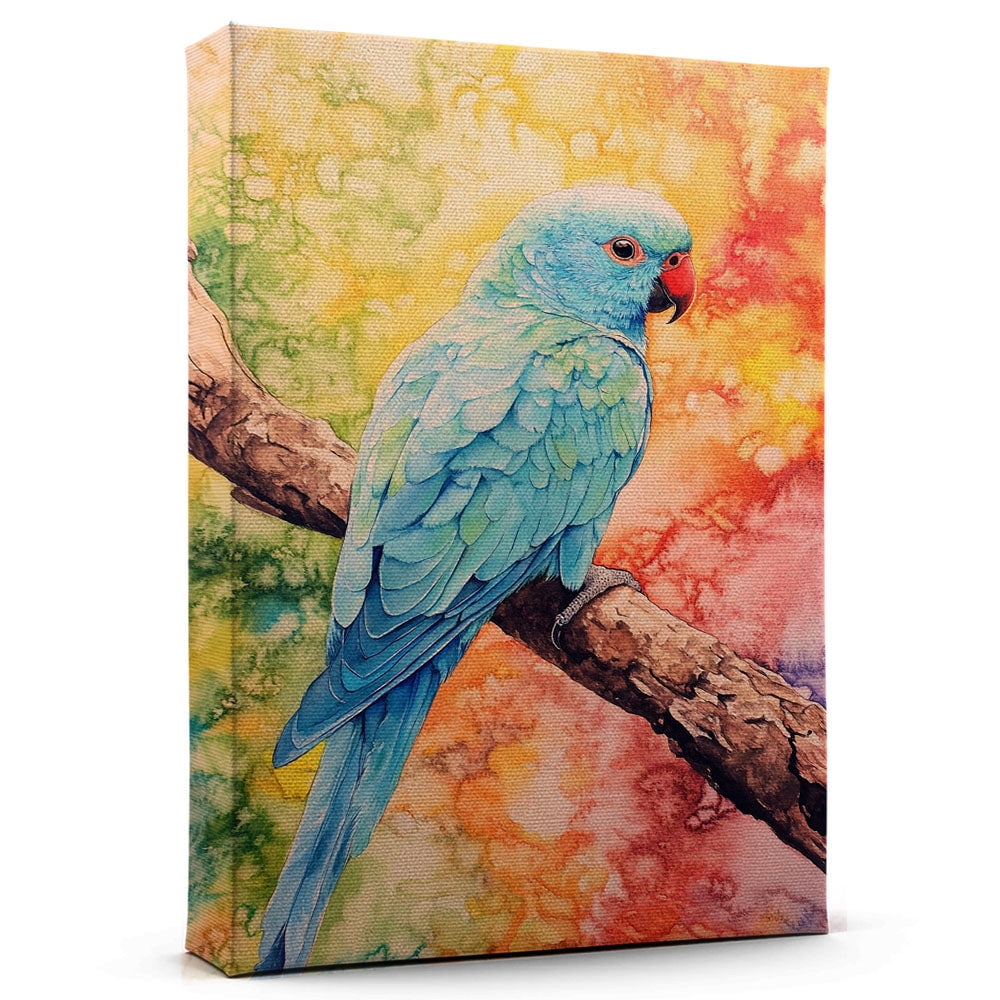 Parakeet Blue Quaker Canvas Wall Art Decor, Colorful Parakeet Blue ...