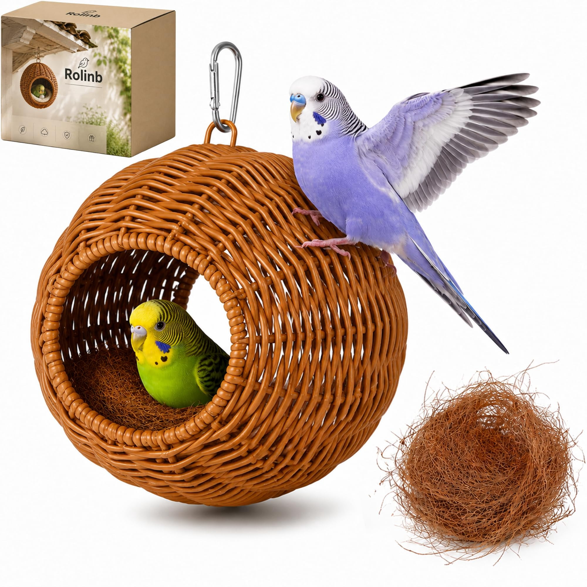 Parakeet Nest, Bird Nest House for Cage, Chew Resistant Hanging Bird ...
