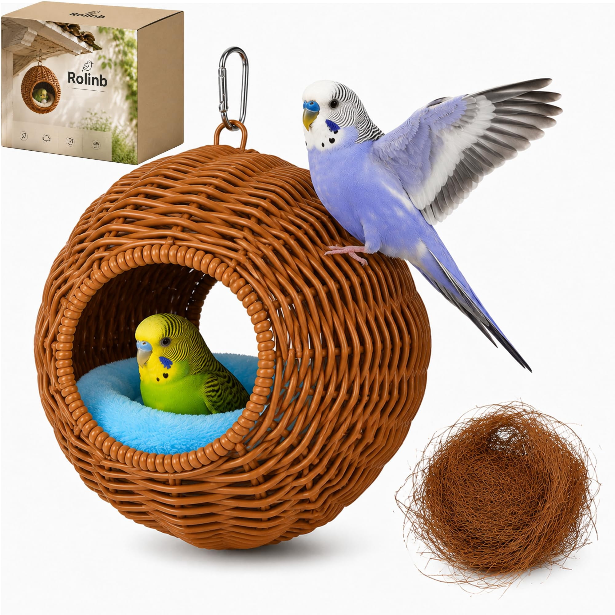 Parakeet Nest, Bird Nest House for Cage, Chew Resistant Hanging Bird ...