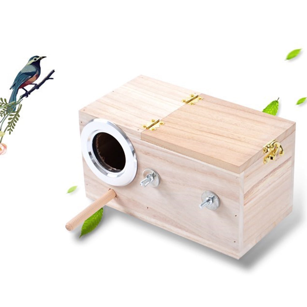 Parakeet Nest Box Wooden Bird Nest Outdoor Garden Decoration Breeding ...