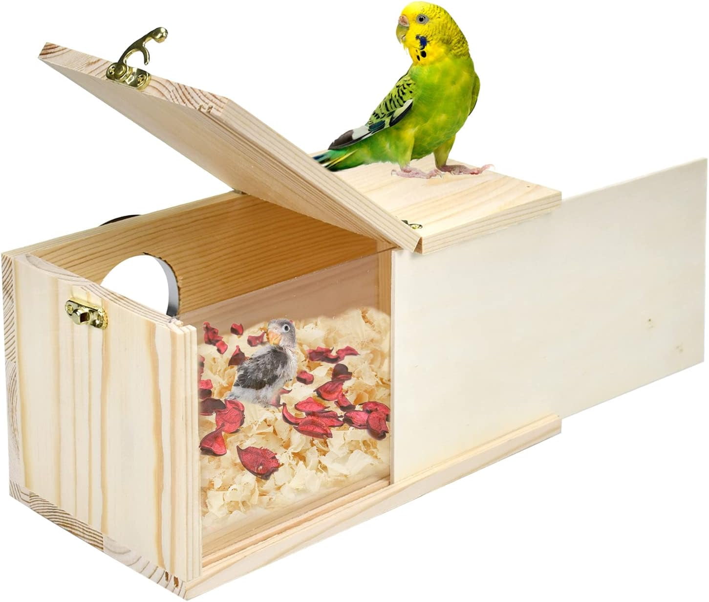 Parakeet Nesting Box Cockatiel Nesting Natural Pine Bird Nest Bird ...