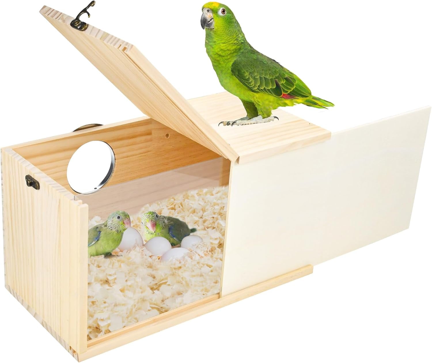 Parakeet Nesting Box Cockatiel Nesting Natural Pine Bird Nest Bird ...