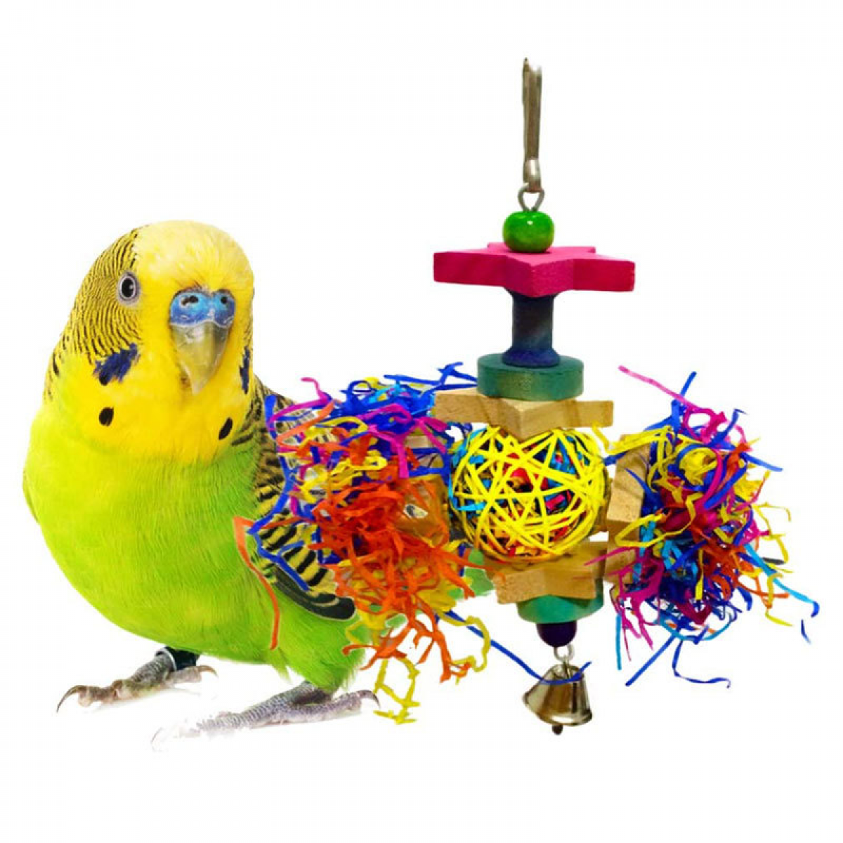 Parakeet Toy, Brightly Colored Hanging Toy Made of Rattan, Wood and ...