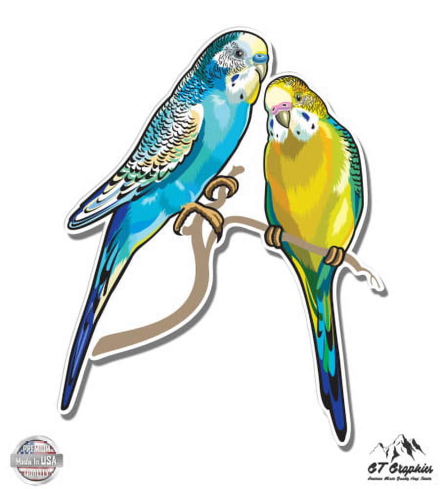 Parakeets - 8" Vinyl Sticker - For Car Laptop I-Pad - Waterproof Decal ...