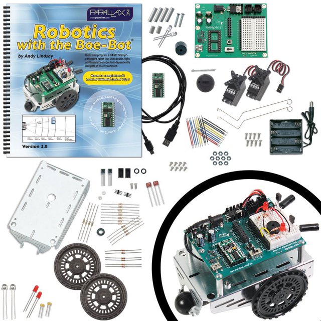 Parallax Coding Metal Robotic STEAM Working Kit - Boe-Bot Robot, USB Version (non-solder ...