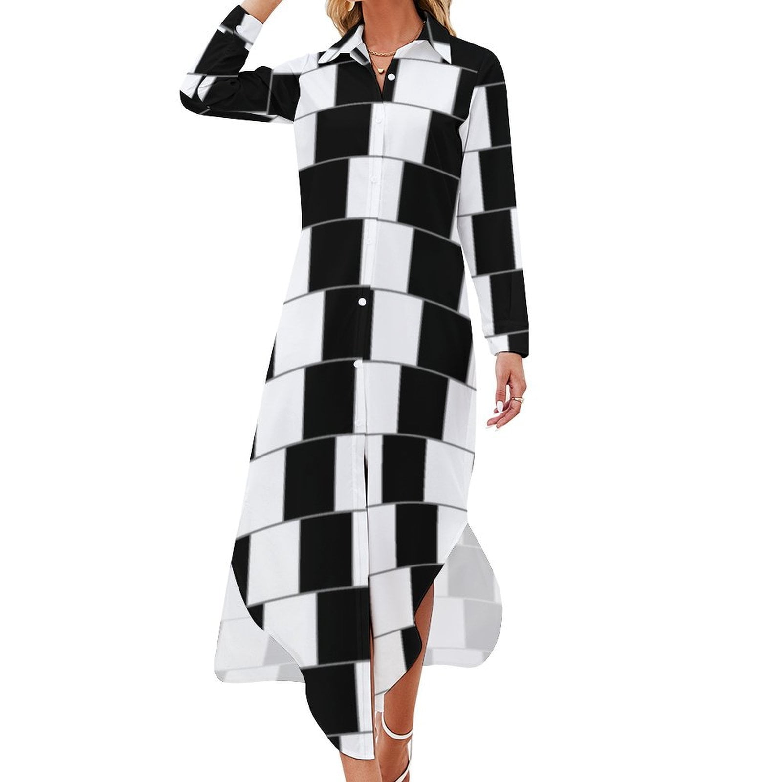 Parallel Lines Long Sleeved Shirt Dress wedding dresses for woman Women ...