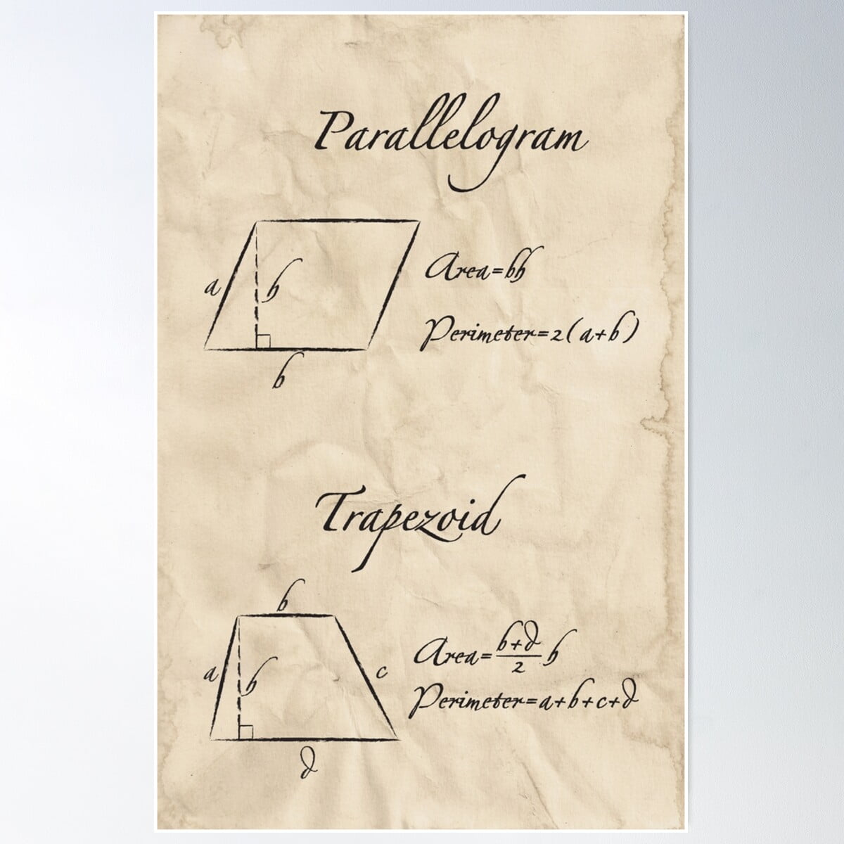 Parallelogram And Trapezoid Poster Wall Art, Modern Wall Decor For ...