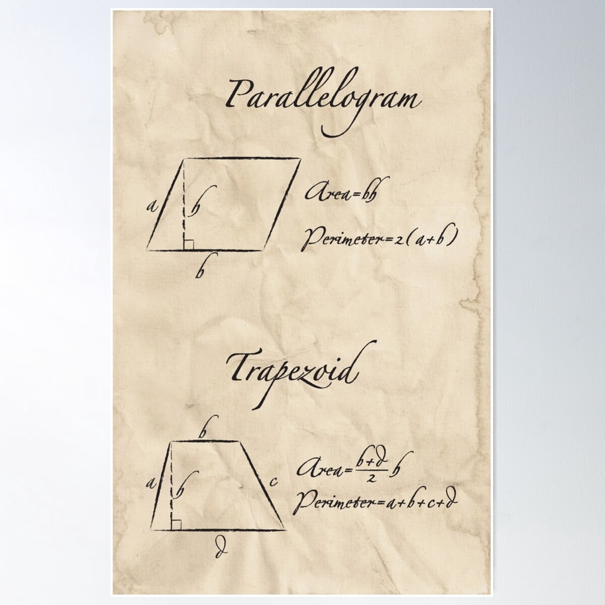 Parallelogram And Trapezoid Poster Wall Art, Modern Wall Decor For ...
