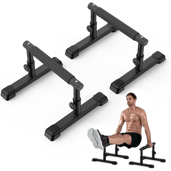 Parallettes Bars, Adjustable 7.5" and 10.6" High Push Up Bars Strength ...