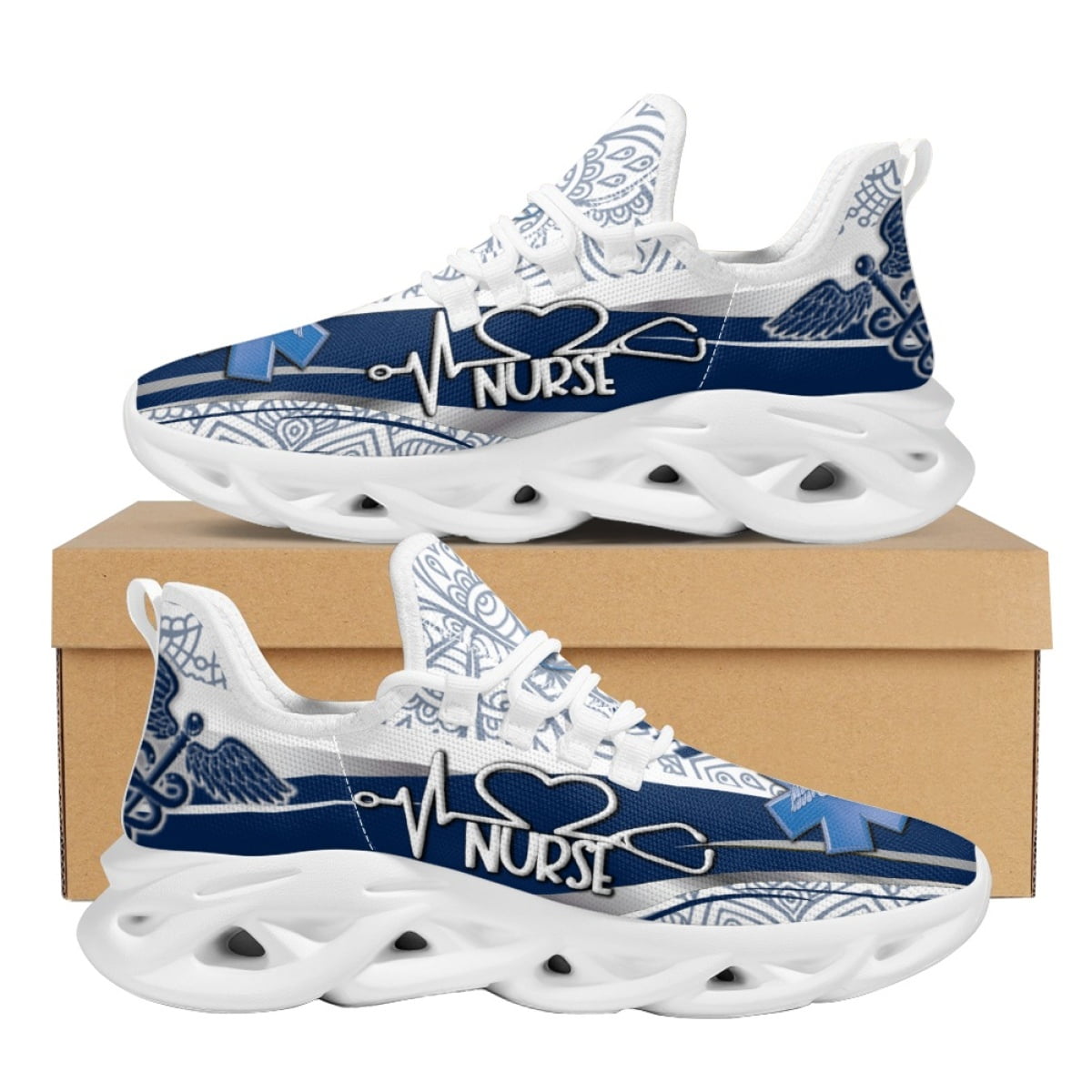 Paramedic EMT EMS Pattern Mesh Sneakers for Women First Aid Design ...