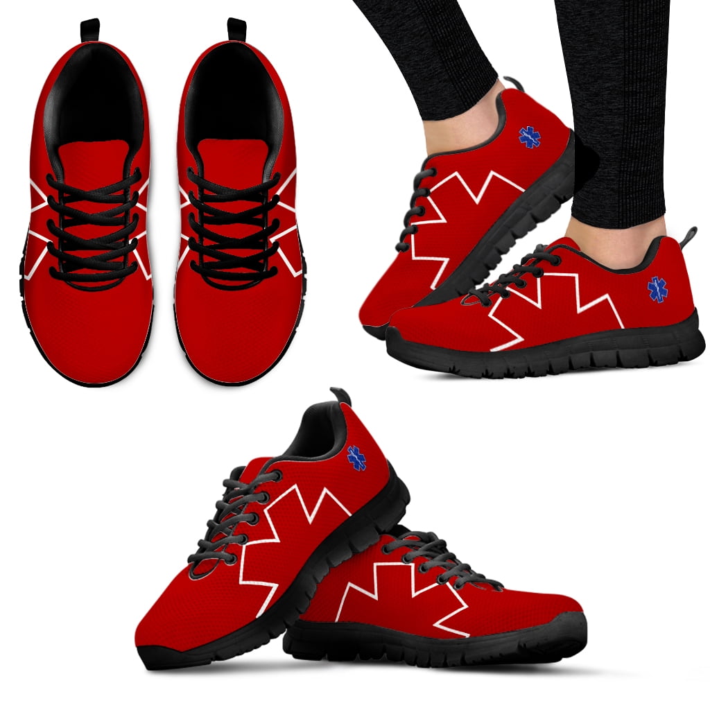 Paramedic EMT EMS Pattern Women Sneakers Breathable Lace Up Flat Shoes ...