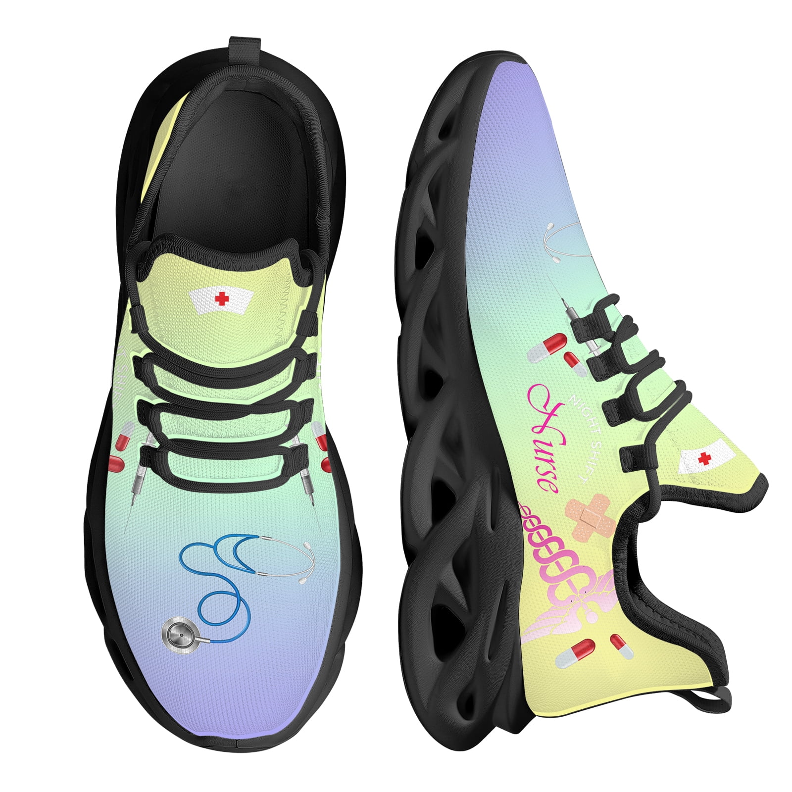 Paramedic EMT EMS Pattern Women's Nurse Sneakers Comfort Cushion Sport ...