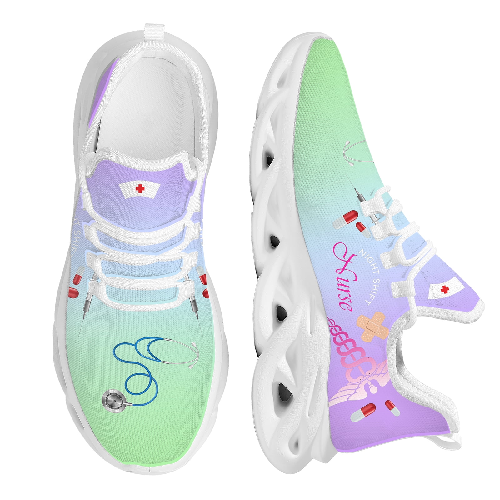 Paramedic EMT EMS Pattern Women's Nurse Sneakers Comfort Cushion Sport ...