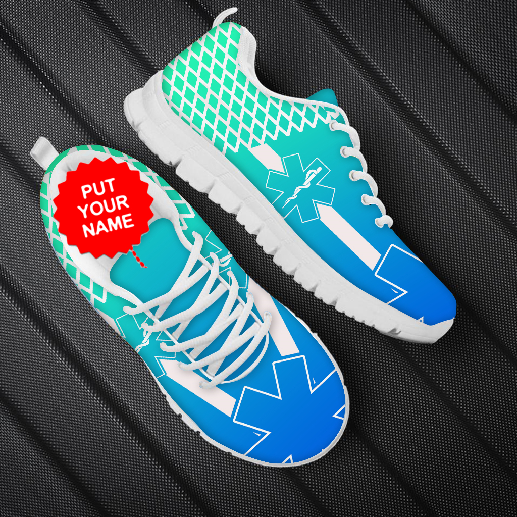 Paramedic EMT EMS Print Men Casual Nursing Shoes Male Lace Up Flat ...