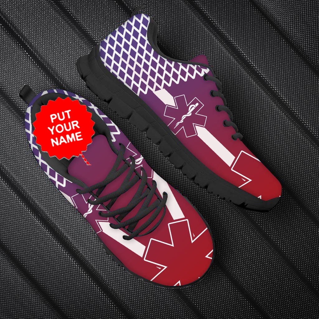 Paramedic EMT EMS Print Men Casual Nursing Shoes Male Lace Up Flat ...