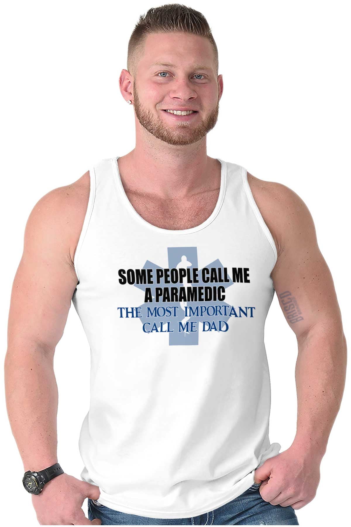 Paramedic Father People Call Me Dad Tank Top Sleeveless Tee Men Brisco ...