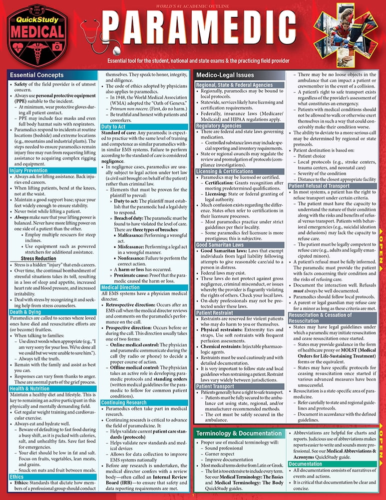 Paramedic : a QuickStudy Laminated Reference Guide (Edition 1) (Other) - Walmart.com