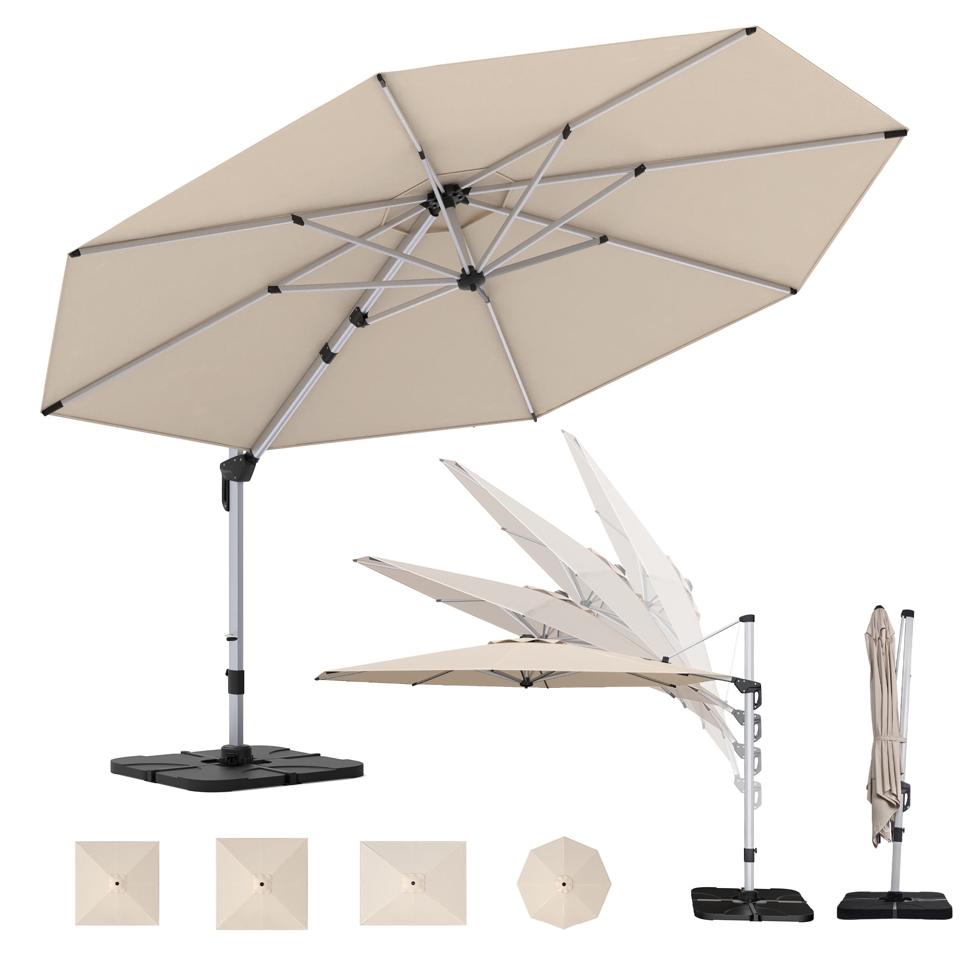 Paramondo Patio Umbrella, 11FT Outdoor Cantilever Umbrella Offset ...