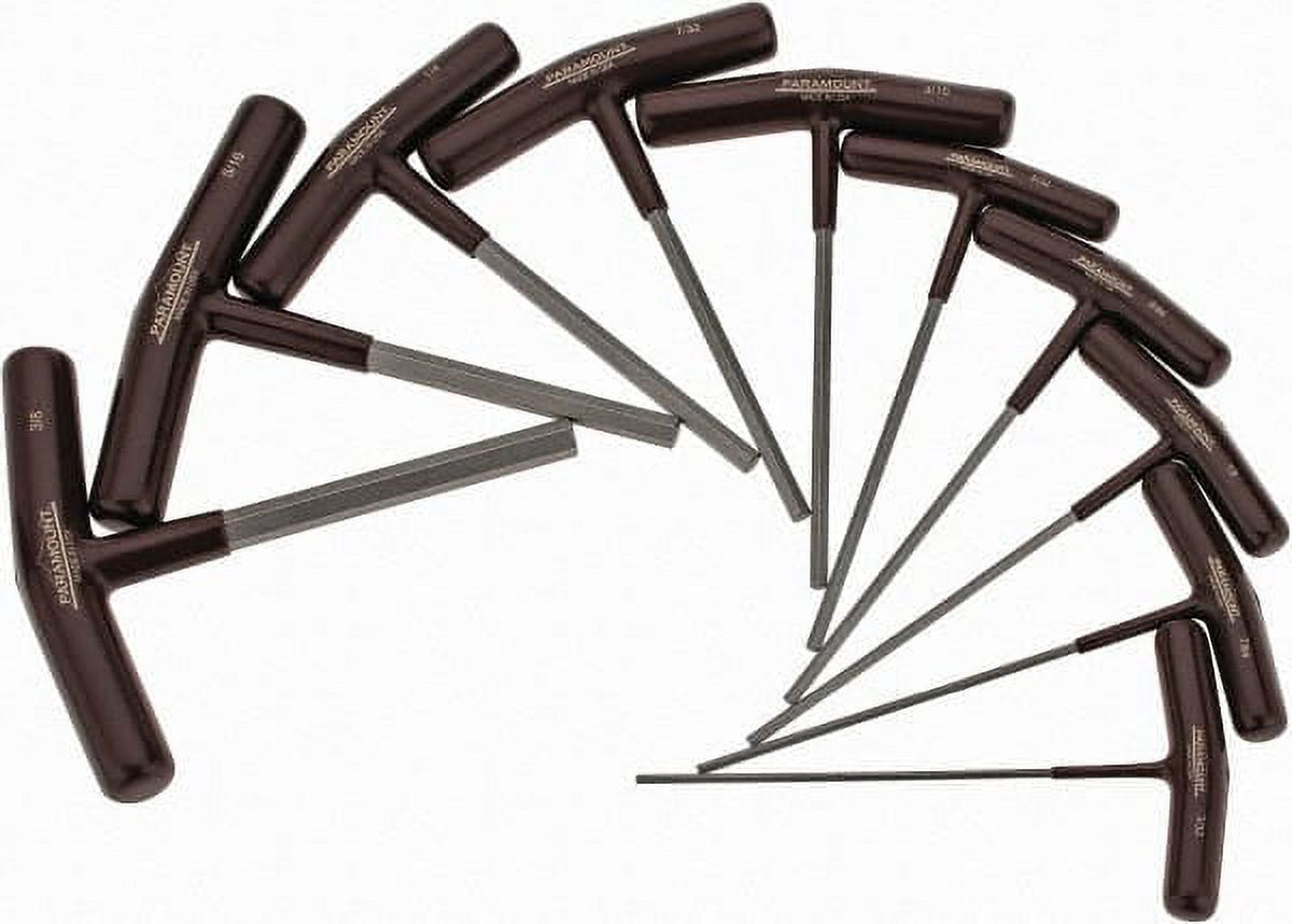 Paramount 10 Piece T-Handle Hex Key Set Hex Range 3/32 to 3/8", 6" OAL ...