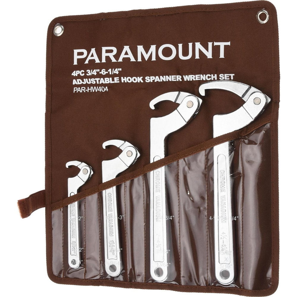 Paramount 4 Piece Set Adjustable Hook Spanner Wrenches, 3/4" to 6-1/4 ...