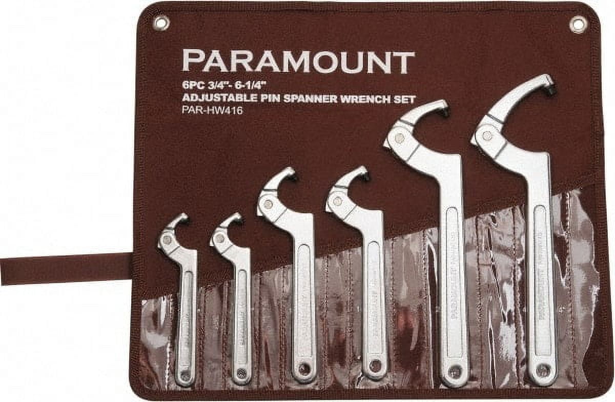 Paramount 6 Piece Pin Spanner Wrench Set, 3/4" to 6-1/4" Capacity ...