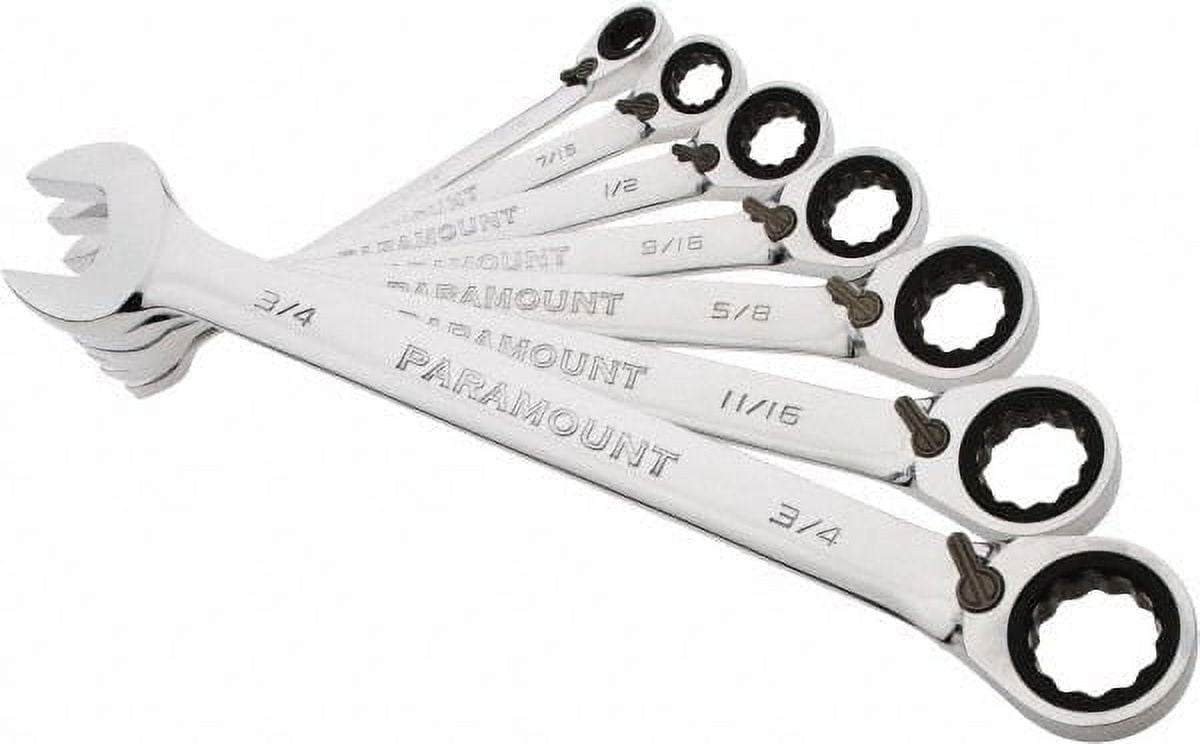 Paramount 7 Piece Set Ratcheting Combination Wrenches: 12 Points, 3/8 ...