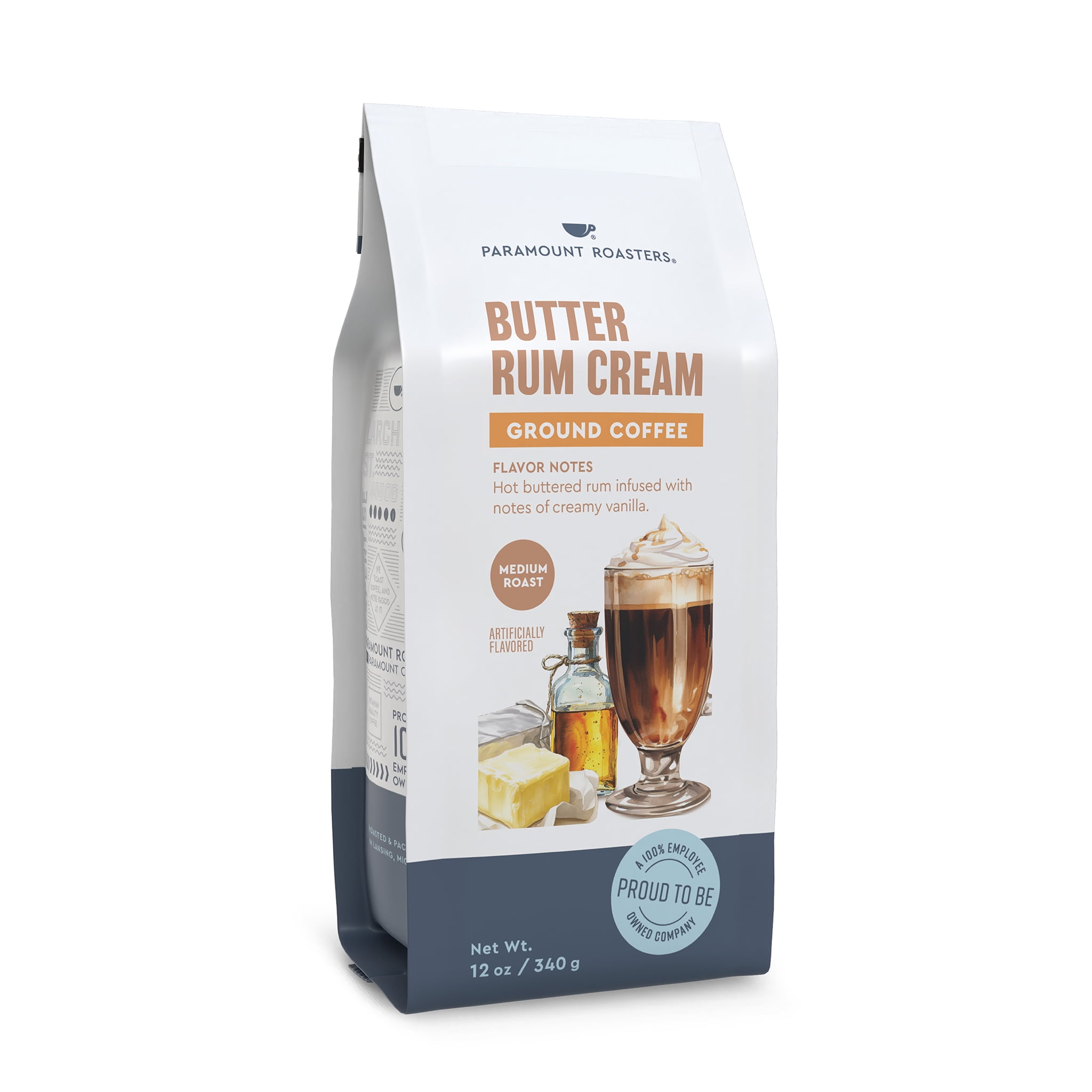 Paramount Roasters Butter Rum Cream Flavored Ground Coffee, 12 oz ...