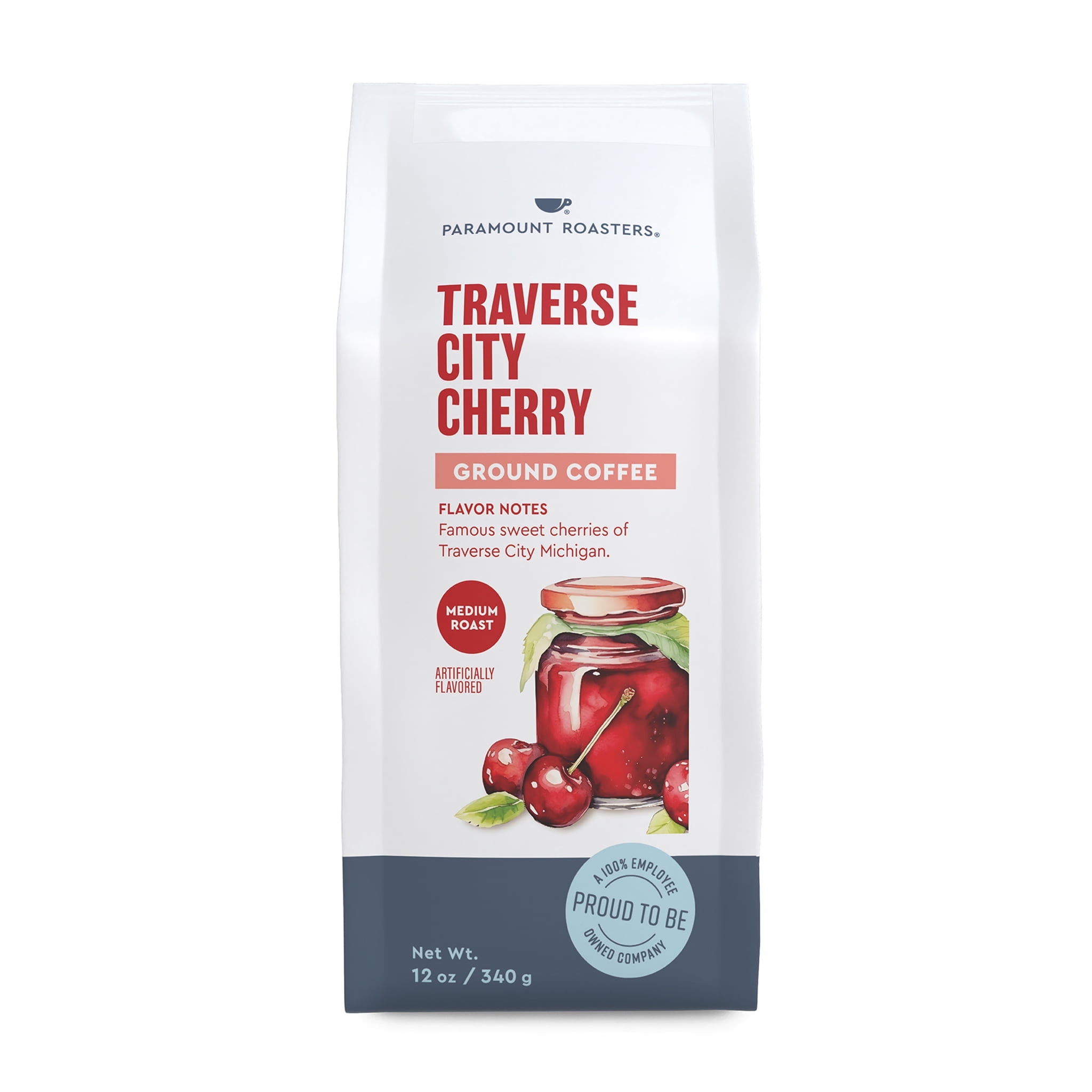 Paramount Roasters, Traverse City Cherry, 12 oz Flavored Ground Coffee ...