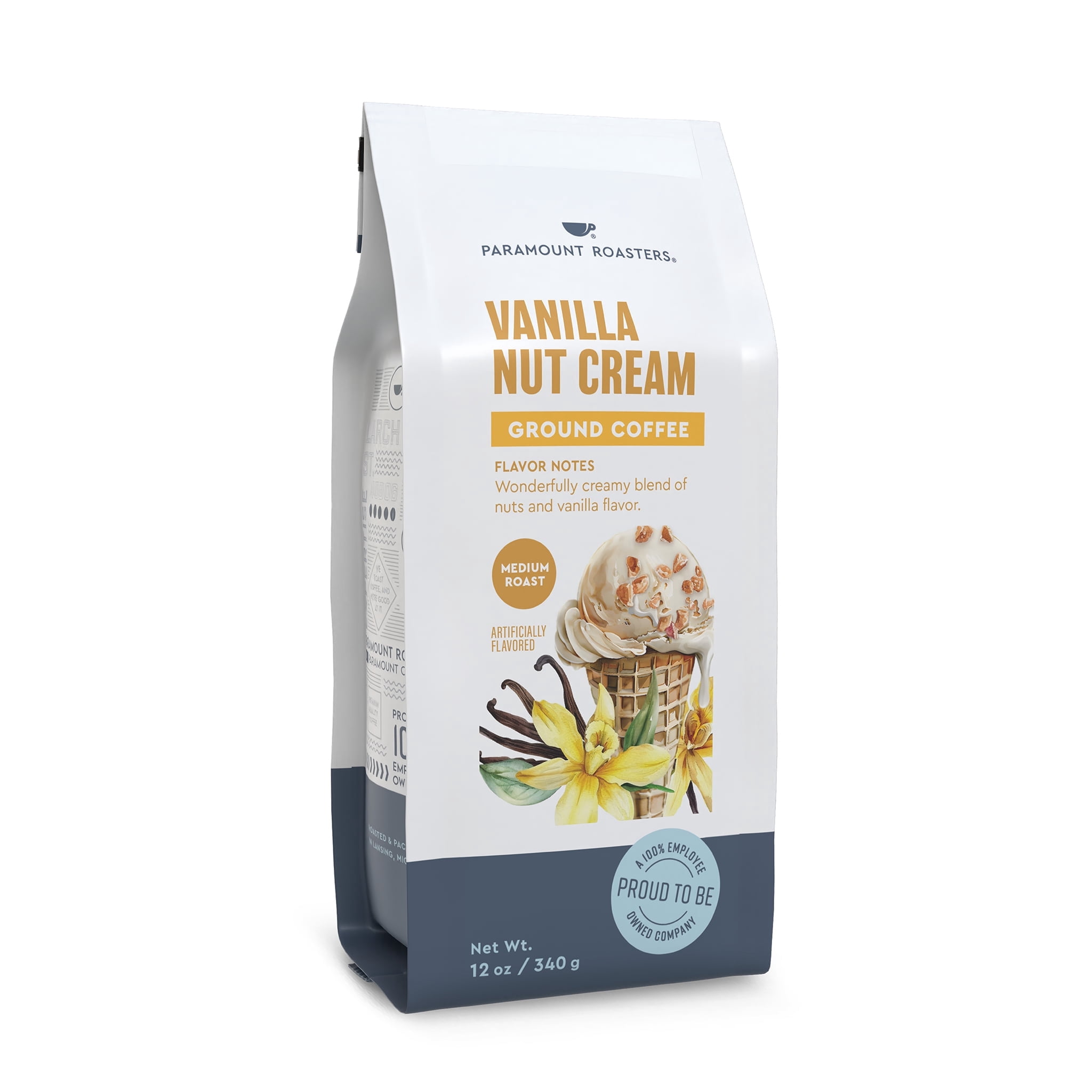 Paramount Roasters, Vanilla Nut Cream, (1) 12 oz Bag of Flavored Ground ...
