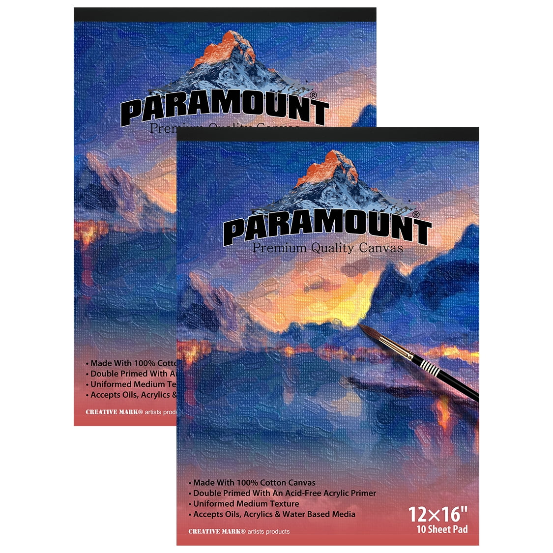 Paramount Universal Primed Premium Cotton Canvas Pads - 2 Pack - 12" x ...