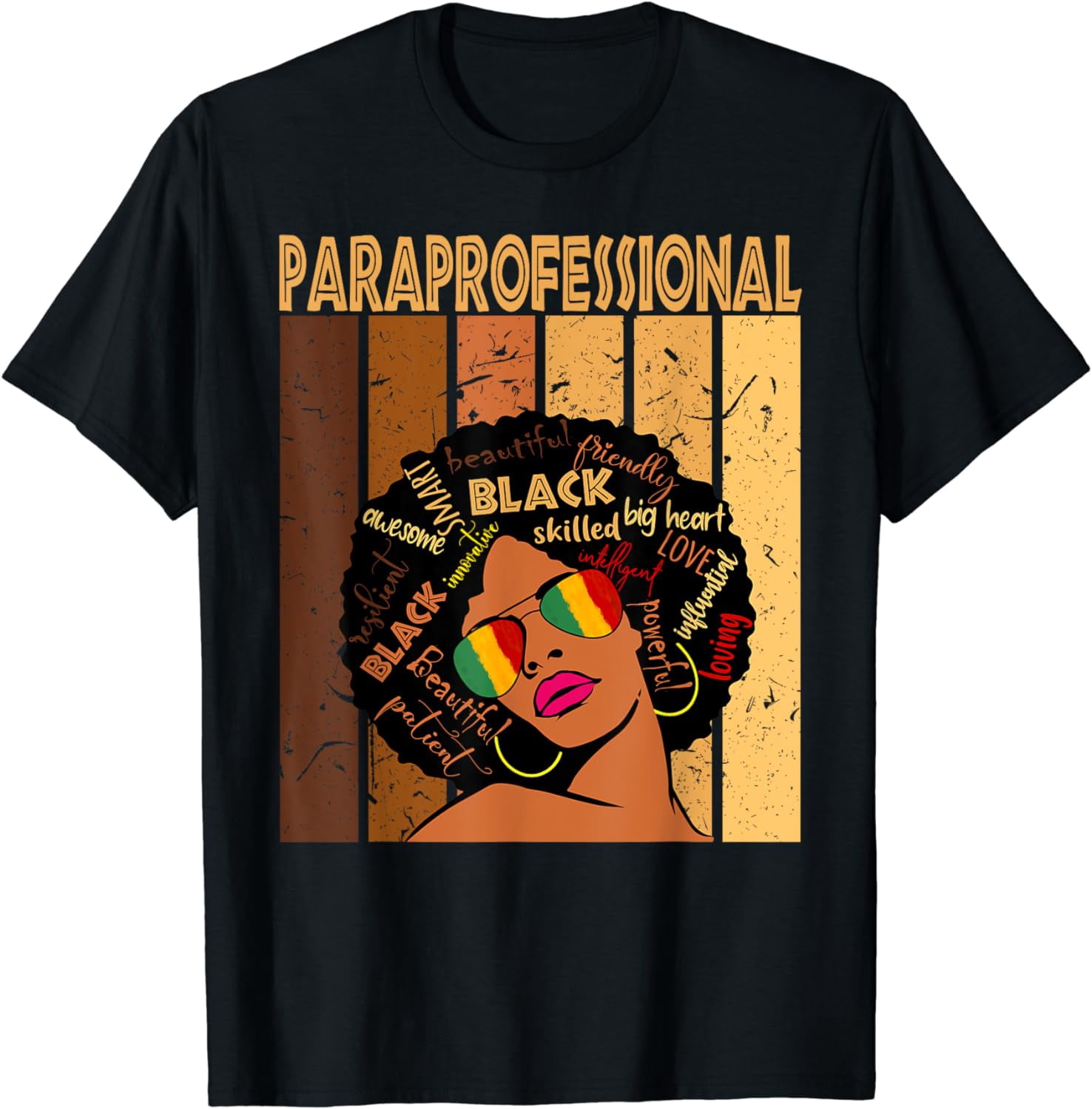Paraprofessional Afro African American Black History Month T-Shirt ...