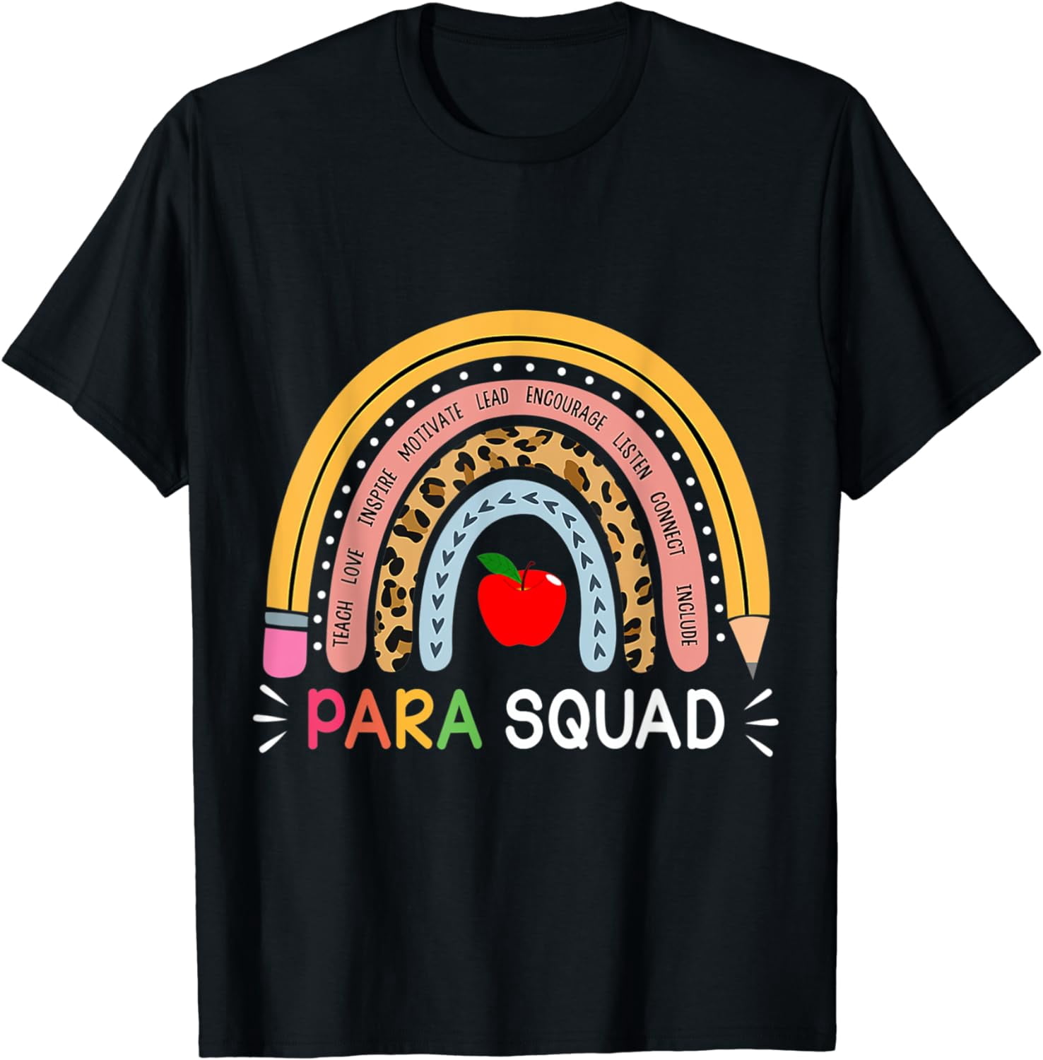 Paraprofessional Para Squad Teacher Crew Boho Rainbow T-Shirt - Walmart.com