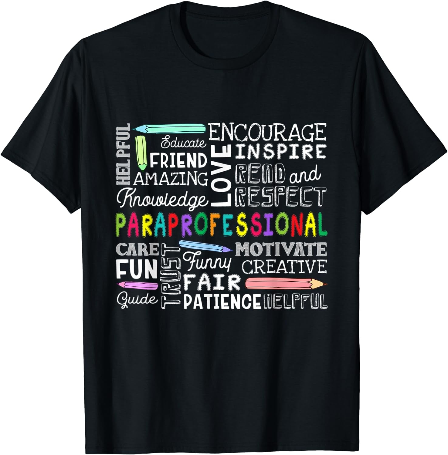 Paraprofessional Word Cloud Gift Paraprofessional T-Shirt Black ...
