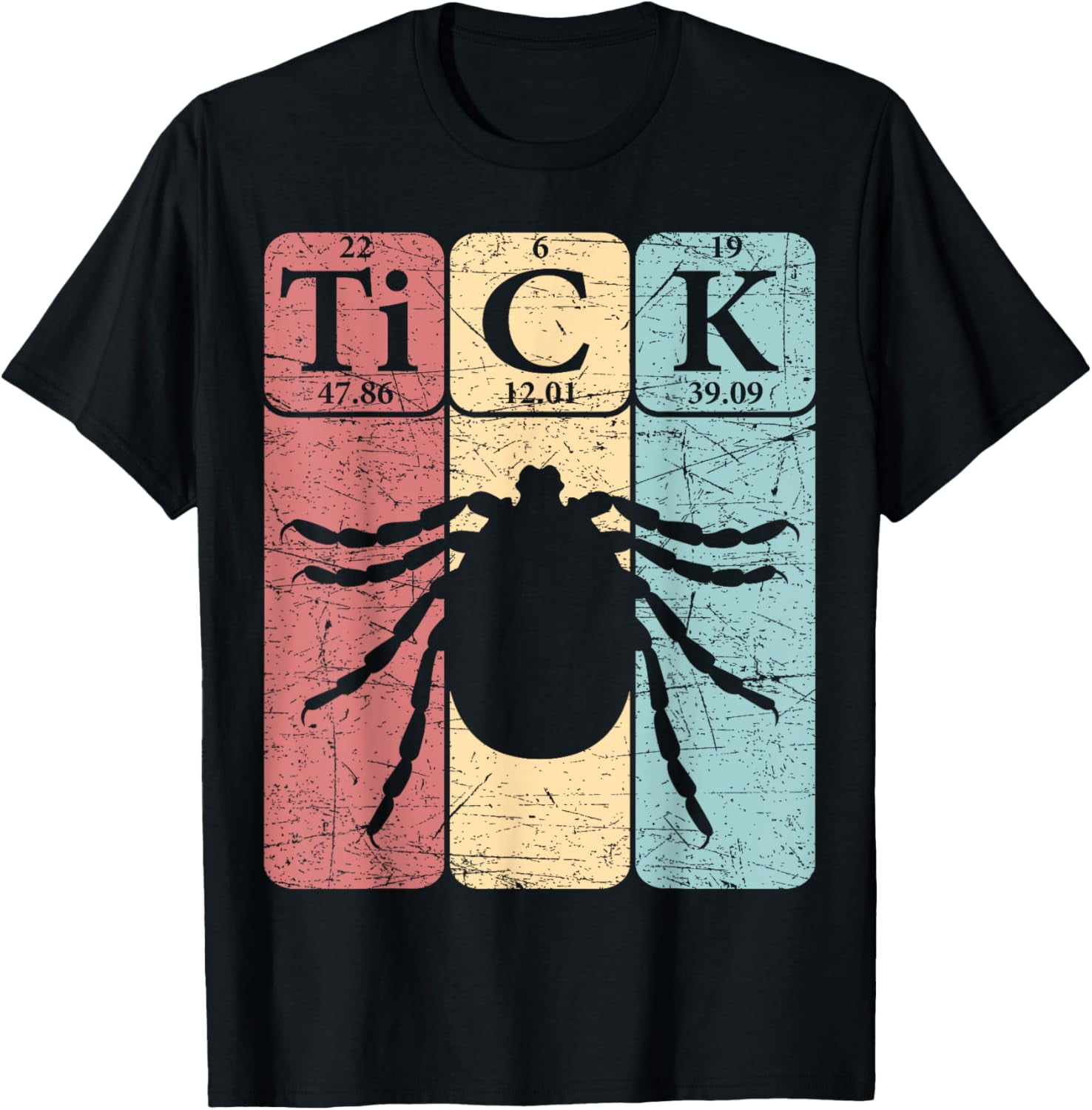Parasite Tick Periodic Table Elements Arachnid Tick Retro T-Shirt ...