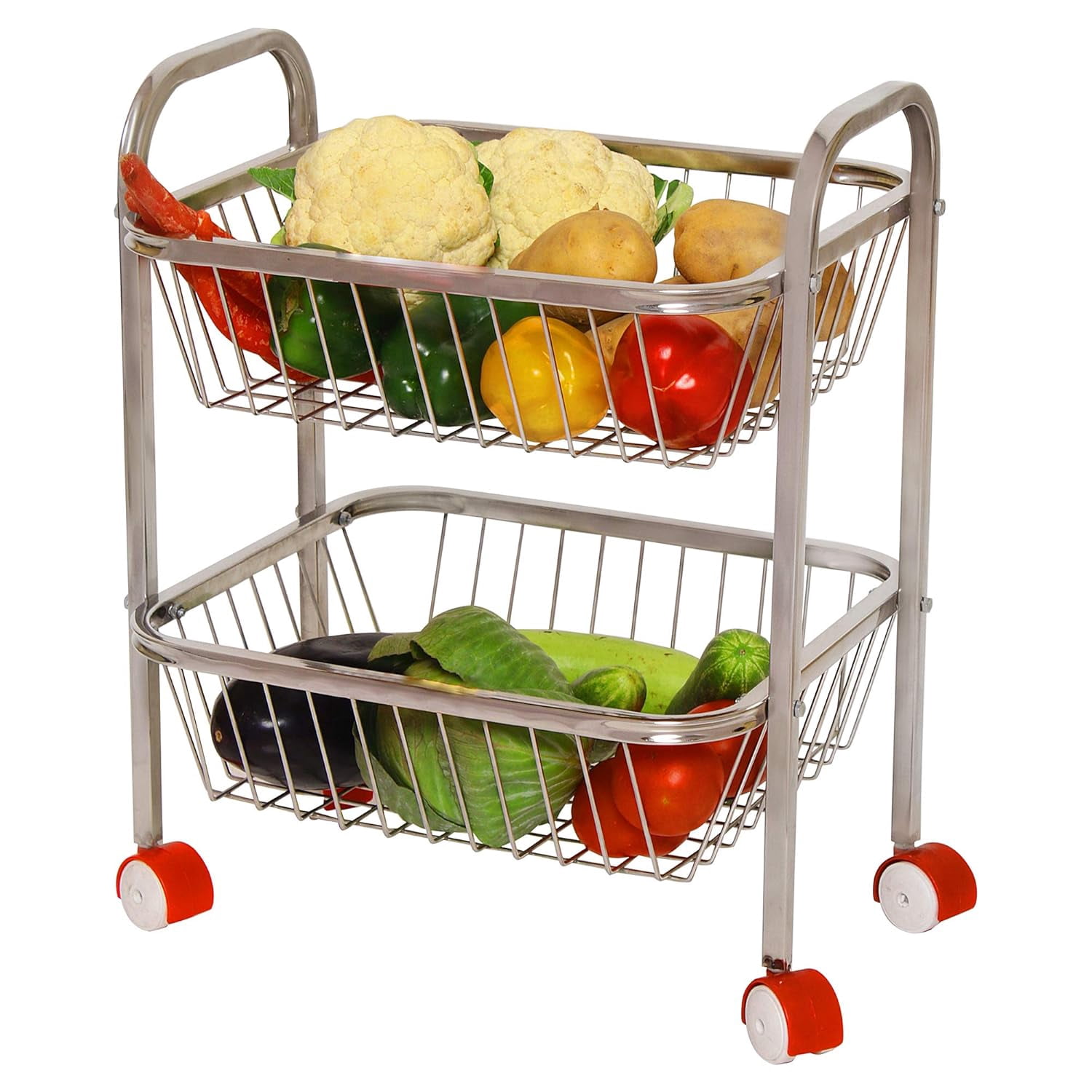 Parasnath Stainless Steel Fruits Vegetable Trolley 2 Stand - Walmart.com