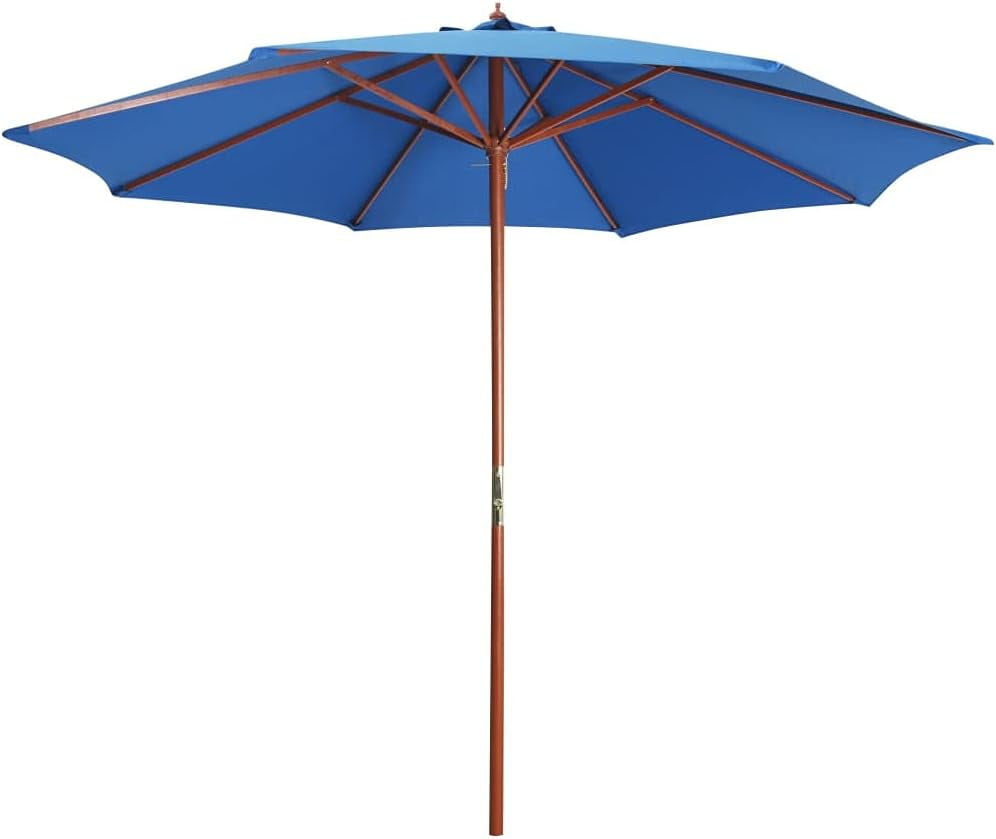 Parasol with Wooden Pole 118.1"x101.6" Black, Patio Outdoor Table Umbrella, Manual Retractable ...