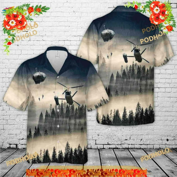 Paratroopers Jump Out The Back Of A Ch-47 Chinook Hawaiian Shirt ...