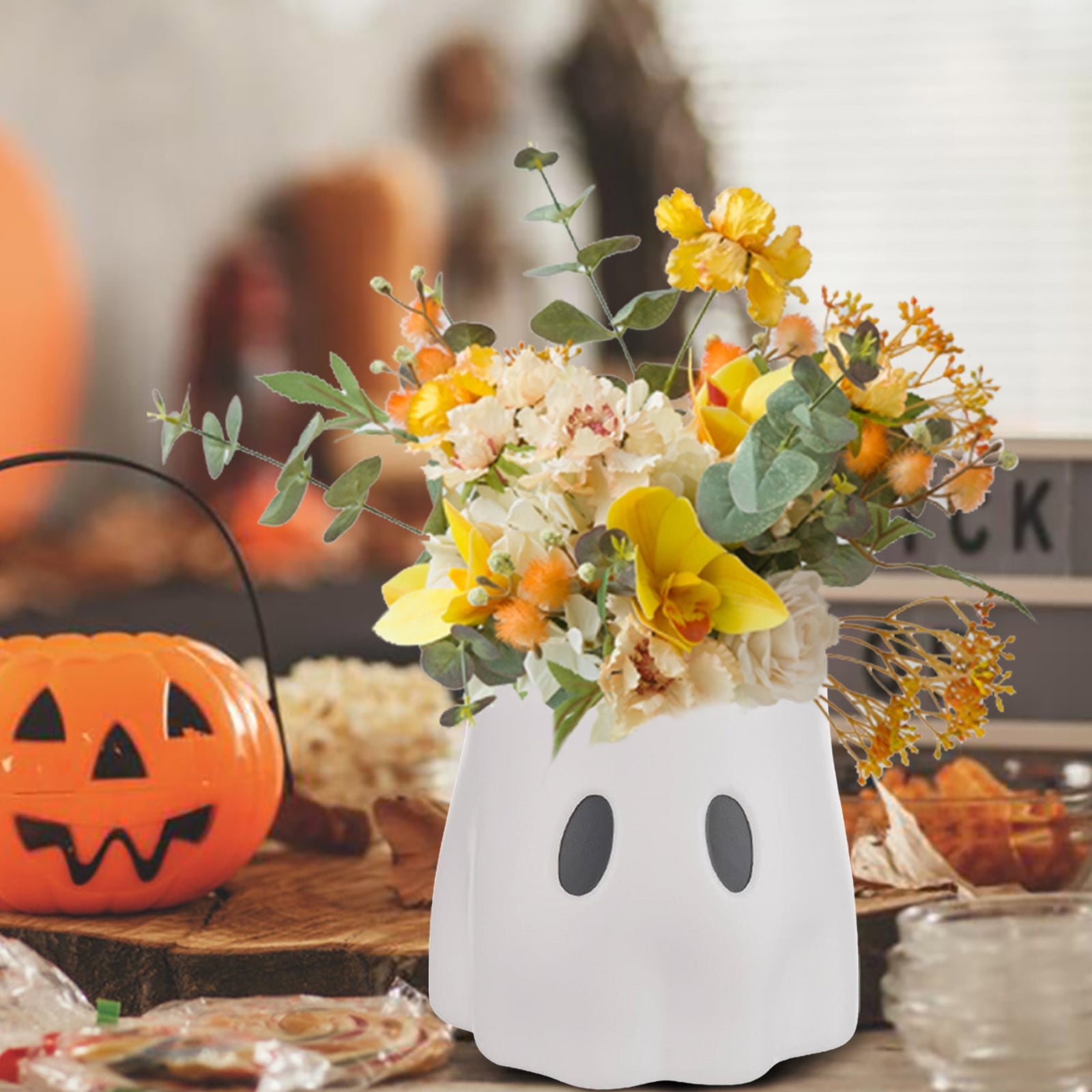 Paraugas 2024 New Halloween Cutest Ghost Bucket Decor, Ghost Planter ...