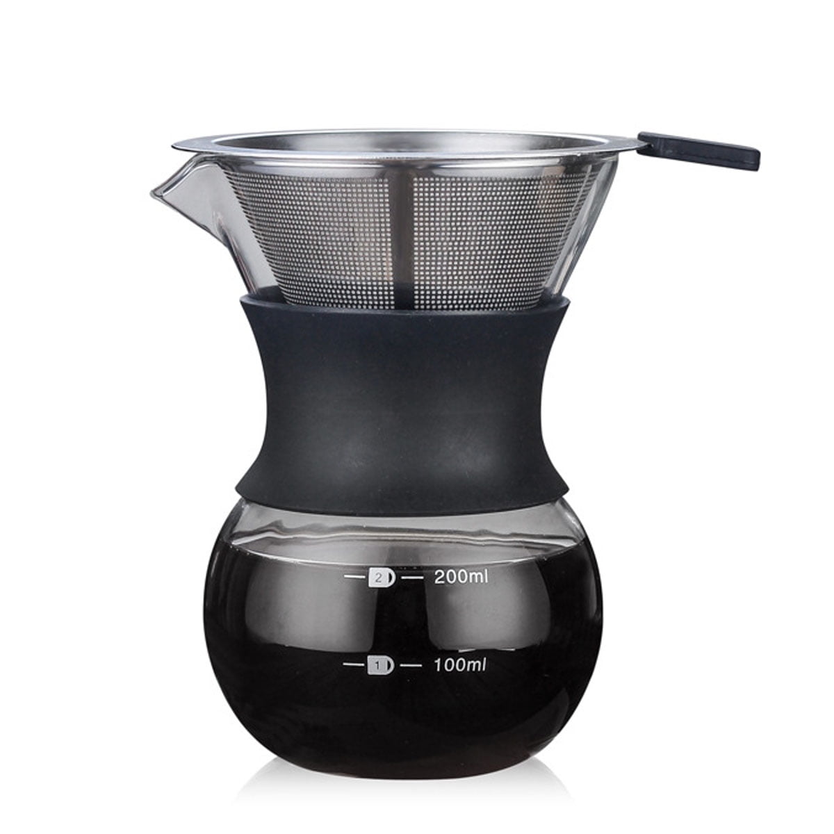 Paraugas Glass hand-brewed coffee pot with stainless steel filter with ...