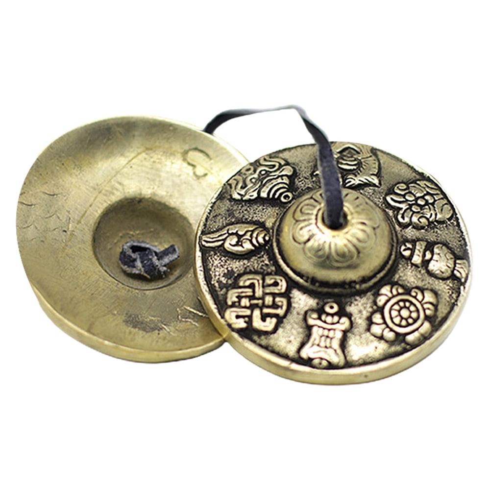 Paraugas Tibetan Tingsha Cymbals - 6.5 cm - Lucky Symbols Embossed ...