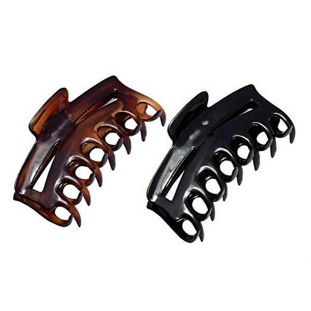 Parcelona French Bend Narrow Small Shell and Black Cellulose Jaw Hair ...